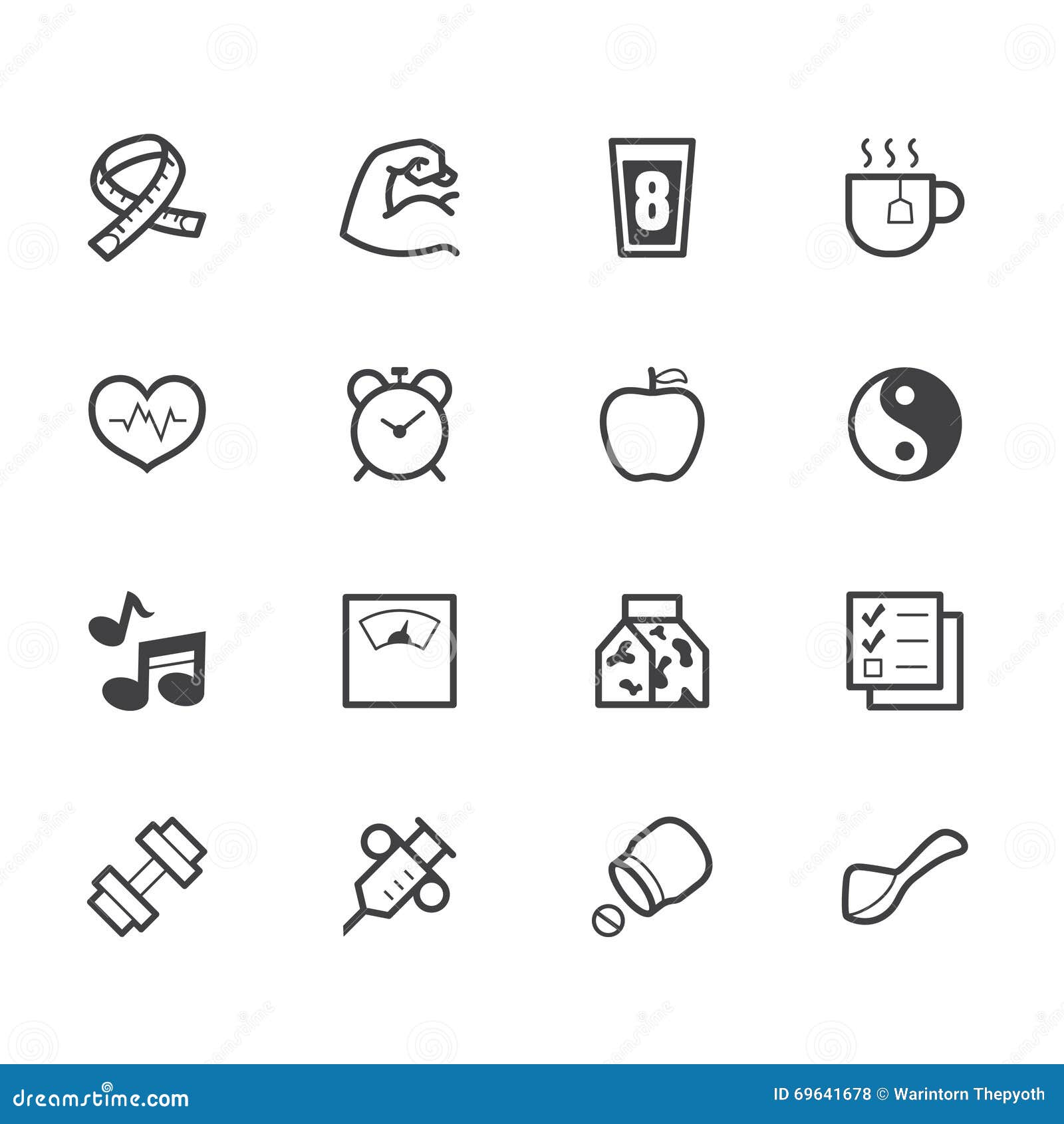 Healthy Element Black Icon Set on White Background Stock Illustration ...