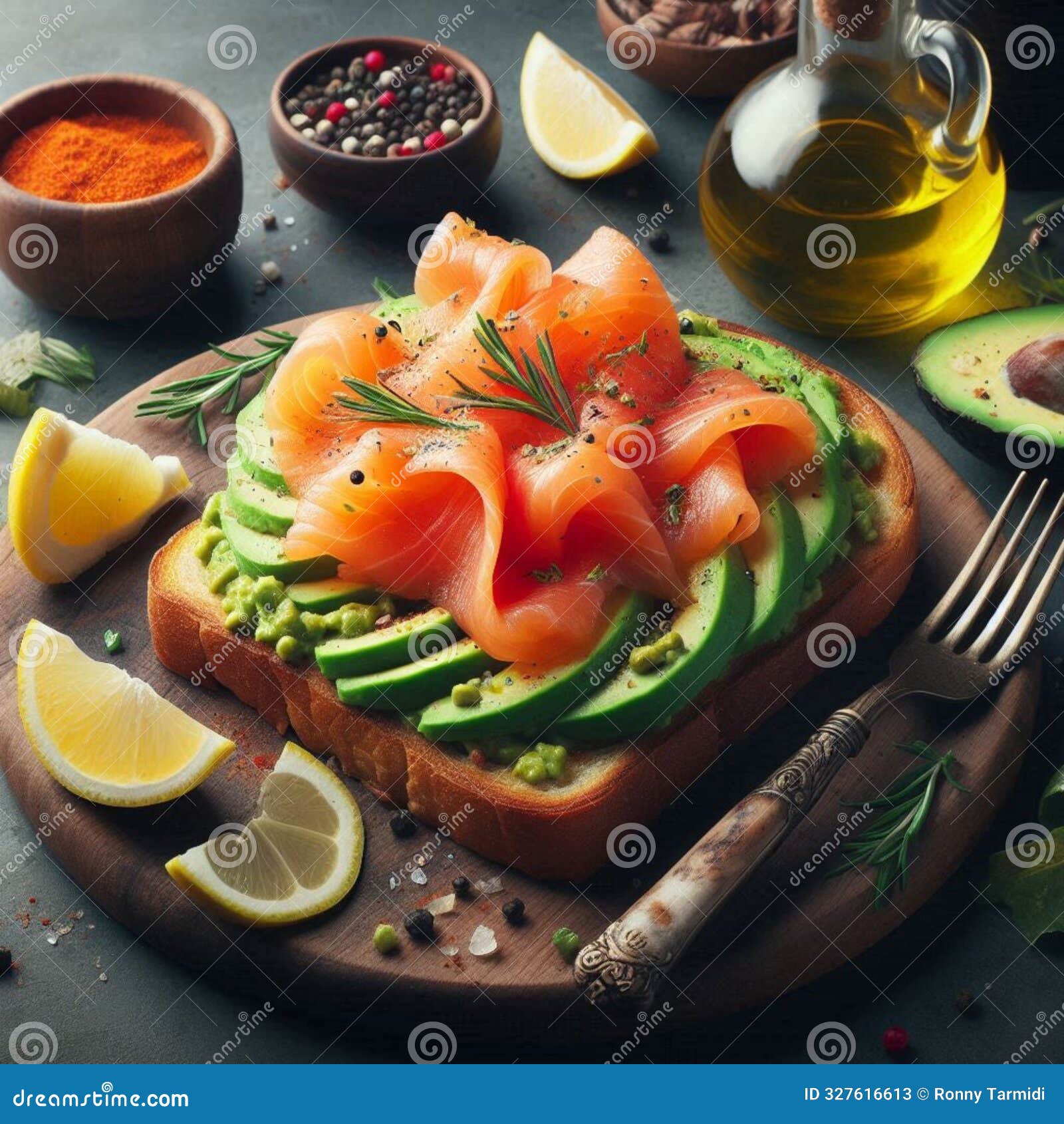 Healthy Enjoyment in Every Bite of Salmon and Avocado Stock ...