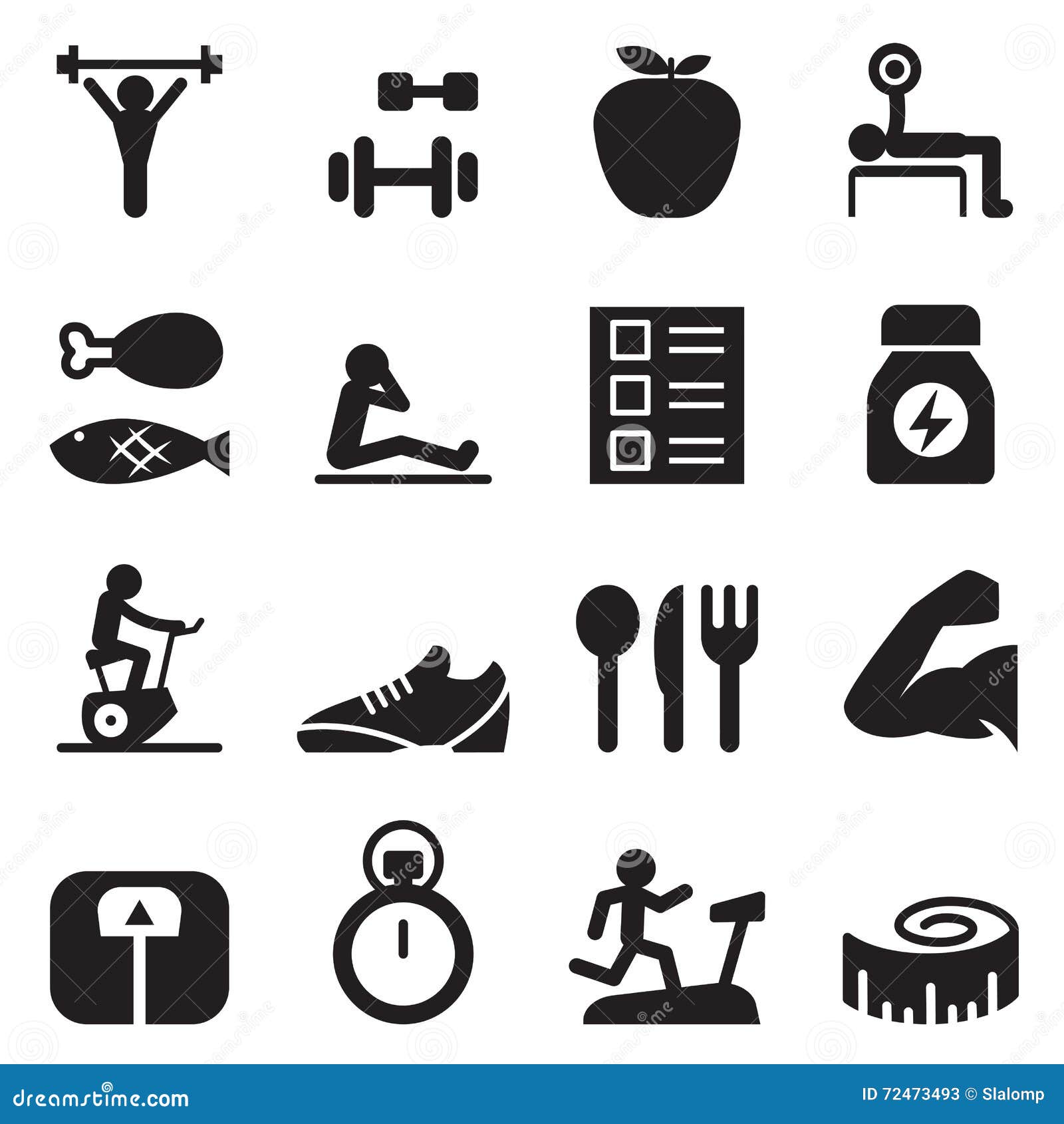 Healthy & Exercise Icons Set Stock Vector - Illustration of collection ...