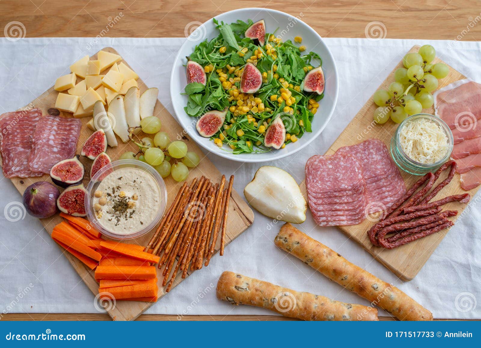 Healthy Family Dinner Setting Concept on a Table Stock Image - Image of ...