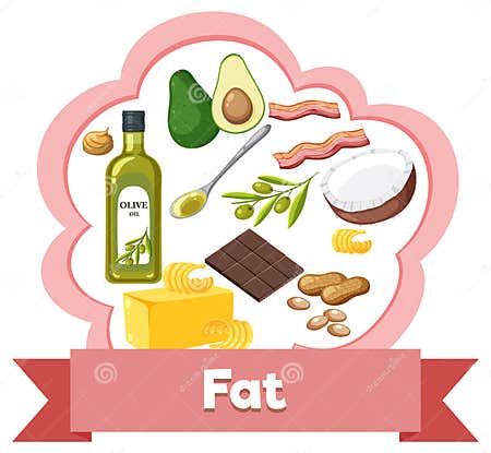 Healthy fat sources stock illustration. Illustration of ingredients ...
