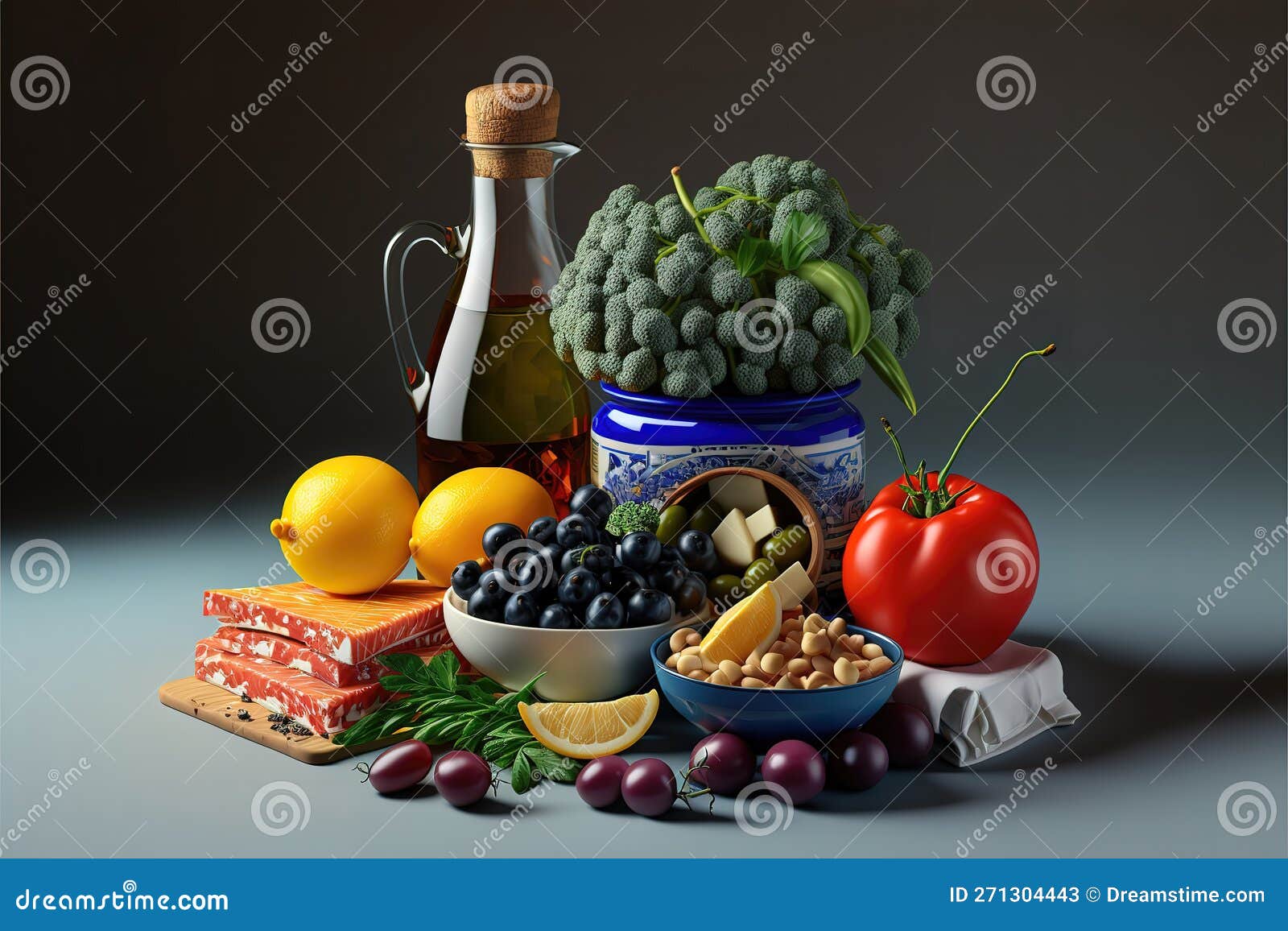 Healthy Food for Balanced Flexitarian Mediterranean Diet Concept Stock ...