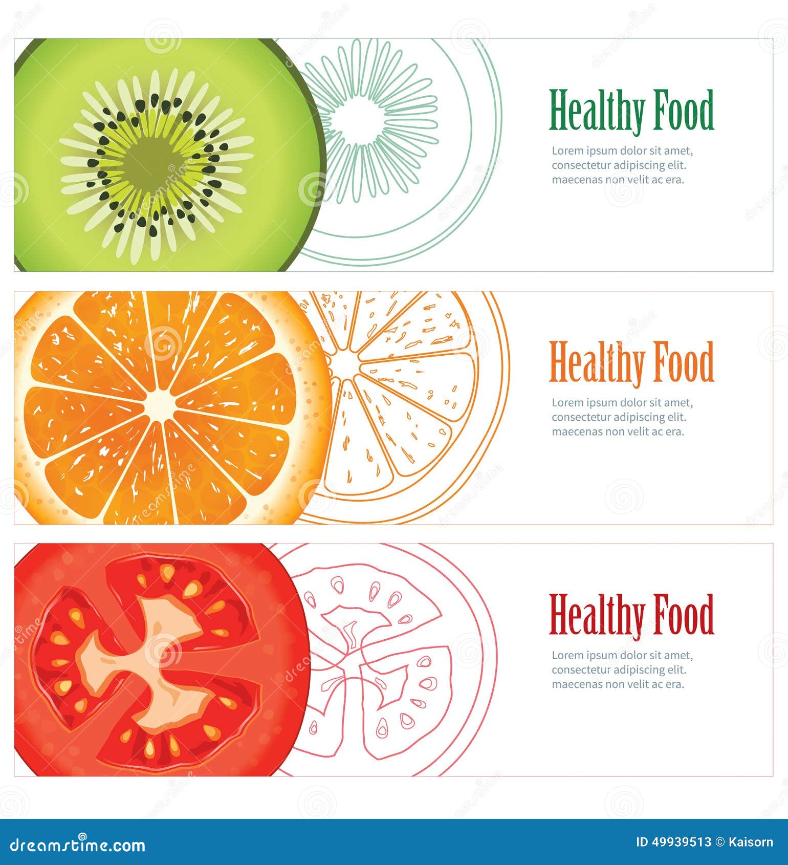 Healthy food banner stock vector. Illustration of health - 49939513