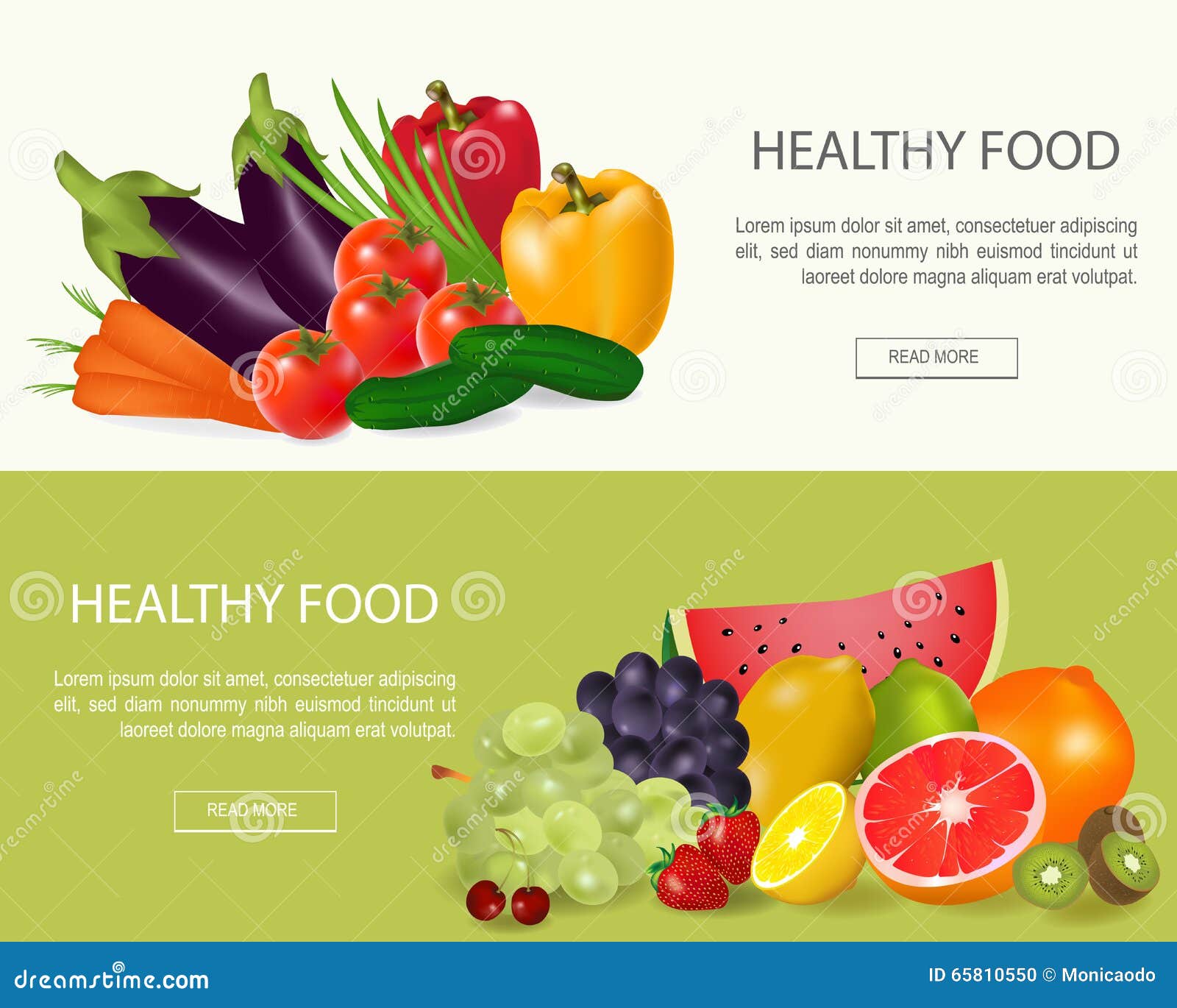 Healthy food banners set stock vector. Illustration of creative - 65810550