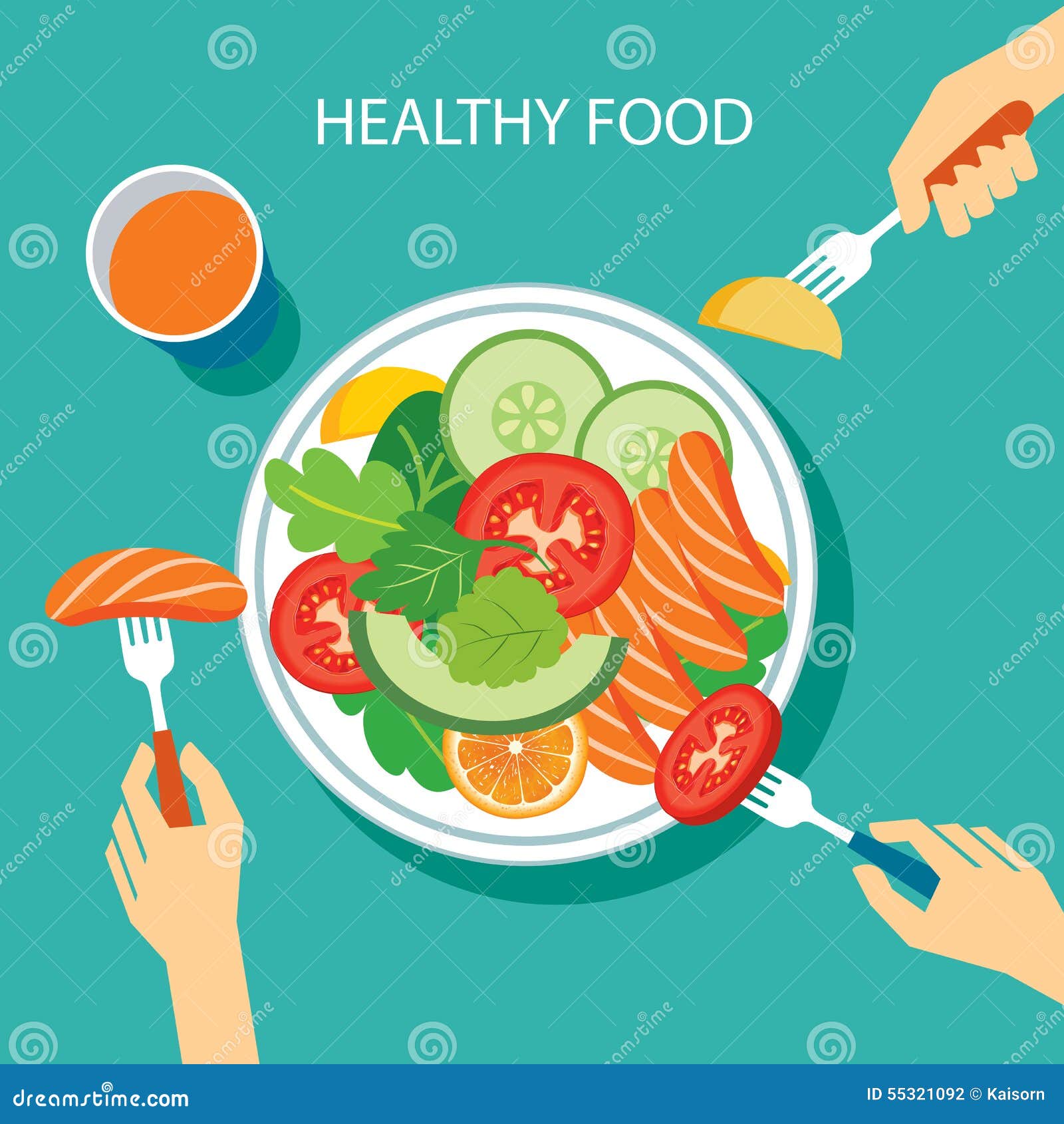 Healthy Food Concept Flat Design Stock Vector - Illustration of concept ...