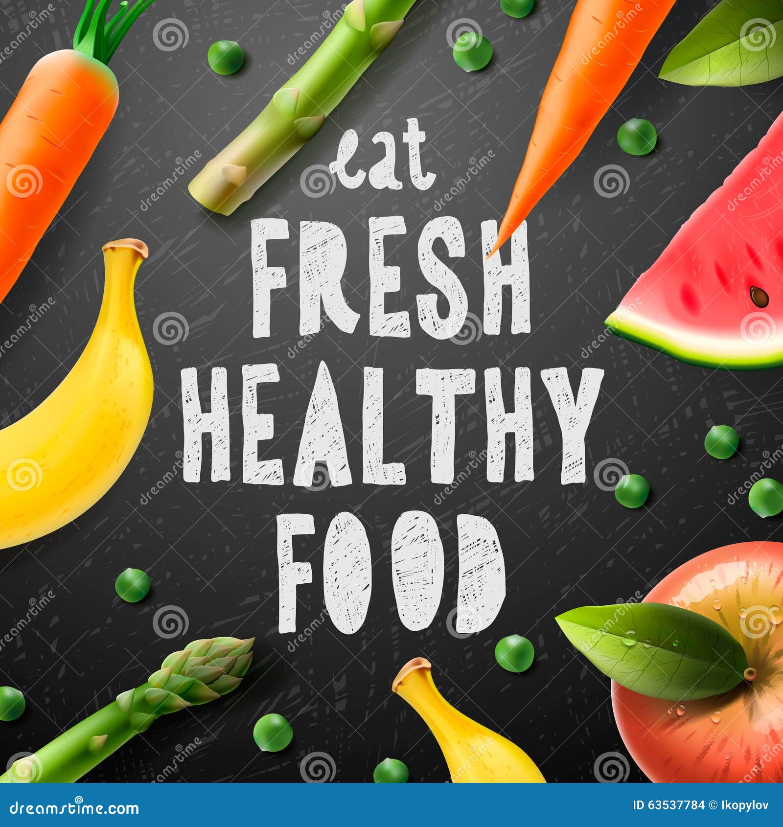 Healthy Food Concept with Sample Text Stock Vector - Illustration of ...