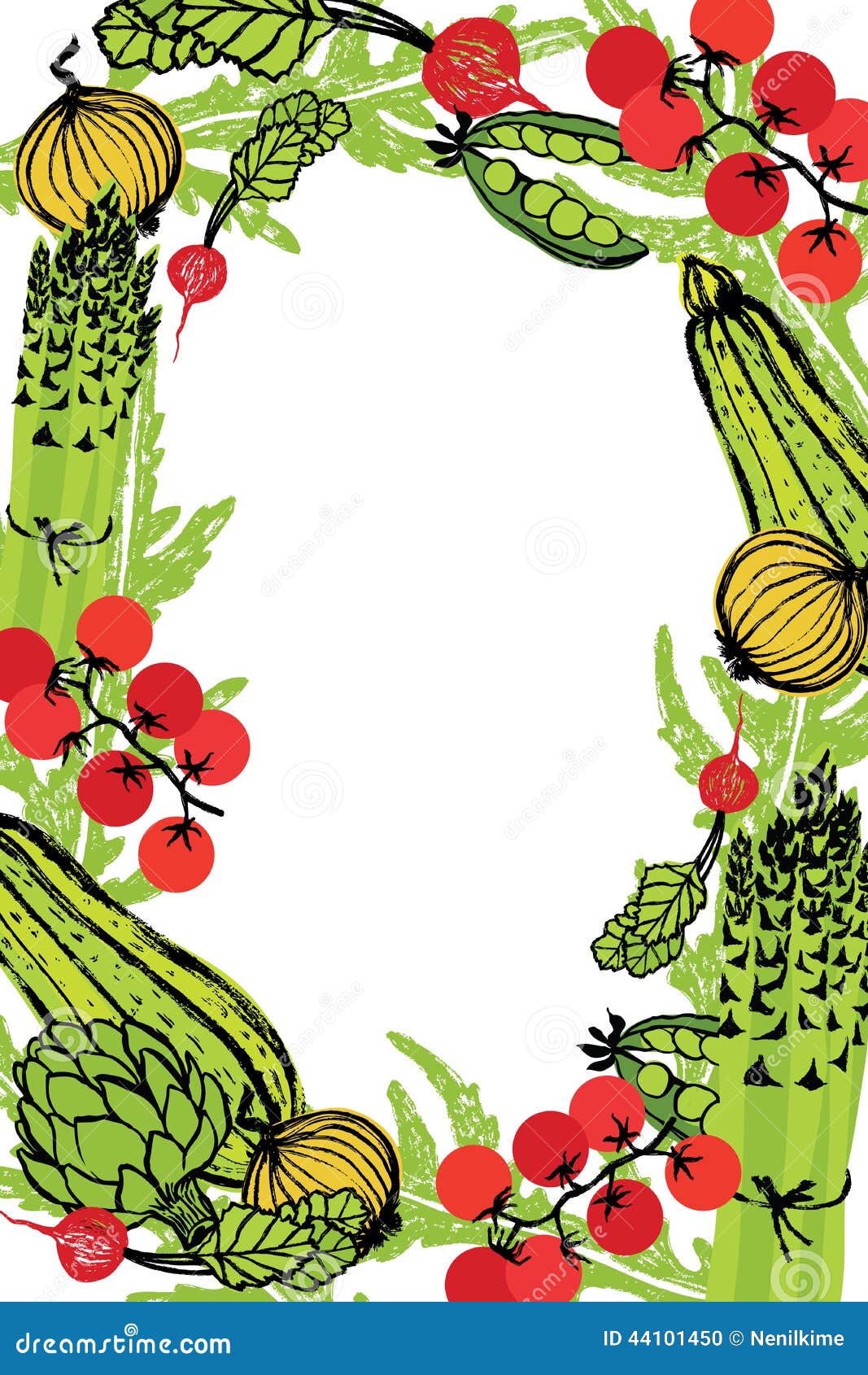 Healthy Food Design Frame with Fresh Vegetables Stock Vector ...