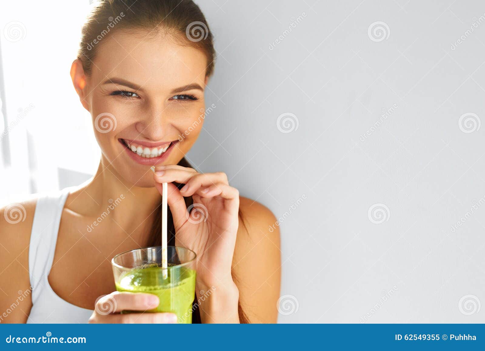 Healthy Food Eating Woman Drinking Smoothie Diet Lifestyle N Stock