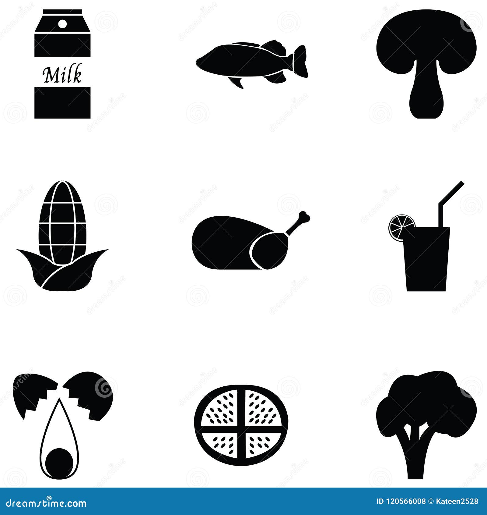 Healthy food icon set stock vector. Illustration of fruit - 120566008