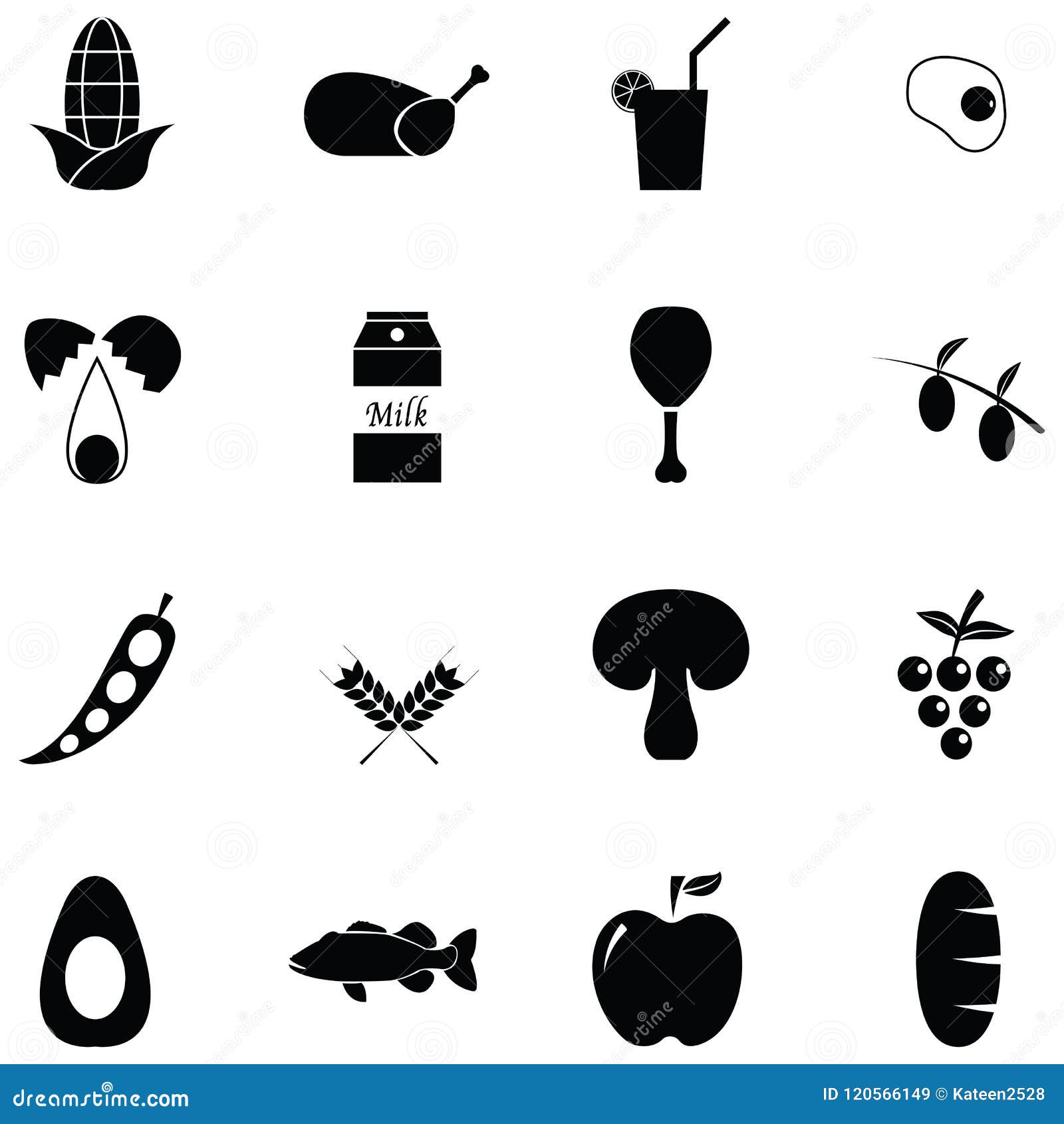 Healthy food icon set stock vector. Illustration of vegetable - 120566149
