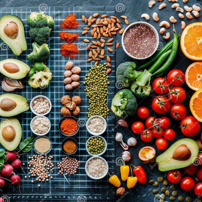 Healthy Food Ingredients Layout Stock Image - Image of vegetables ...