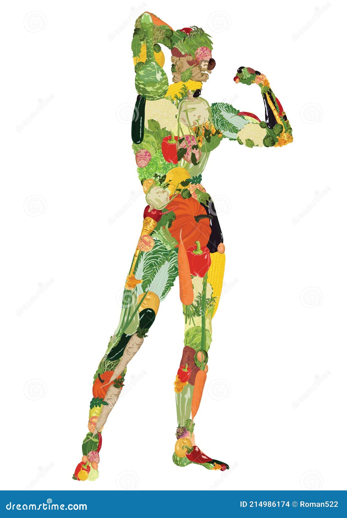 Healthy Eating. Man Made of Vegetables. Stock Vector - Illustration of ...