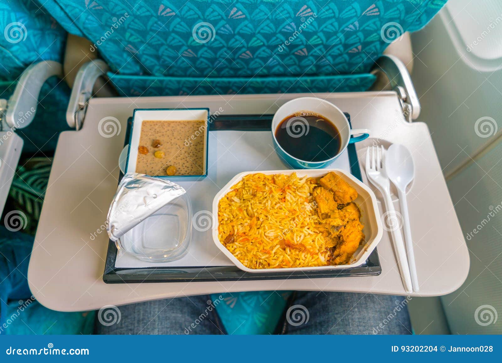 Healthy Food on the Plane with Coffee . Stock Photo - Image of aircraft ...