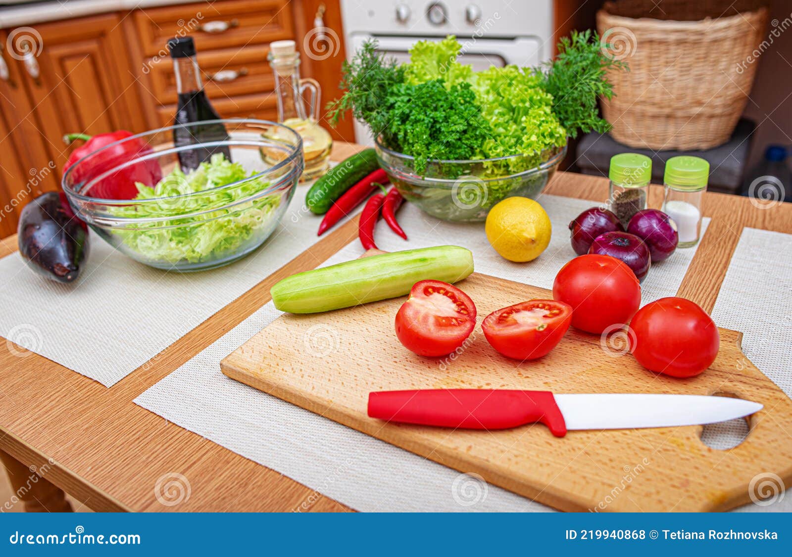 Healthy Food Products on the Table in the Kitchen. Stock Photo - Image ...