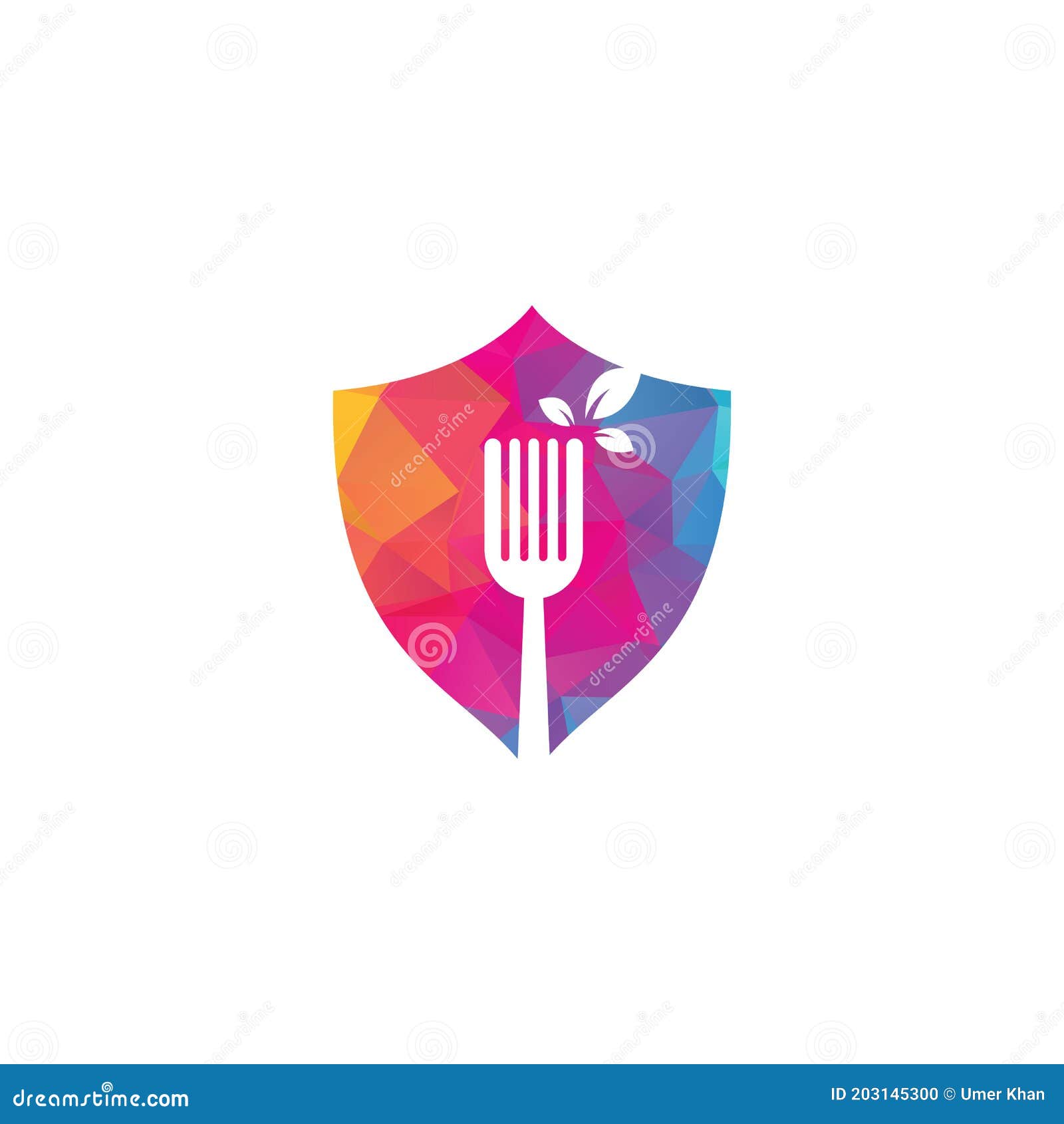 Healthy Food Shield Shape Concept Logo Design. Stock Vector ...