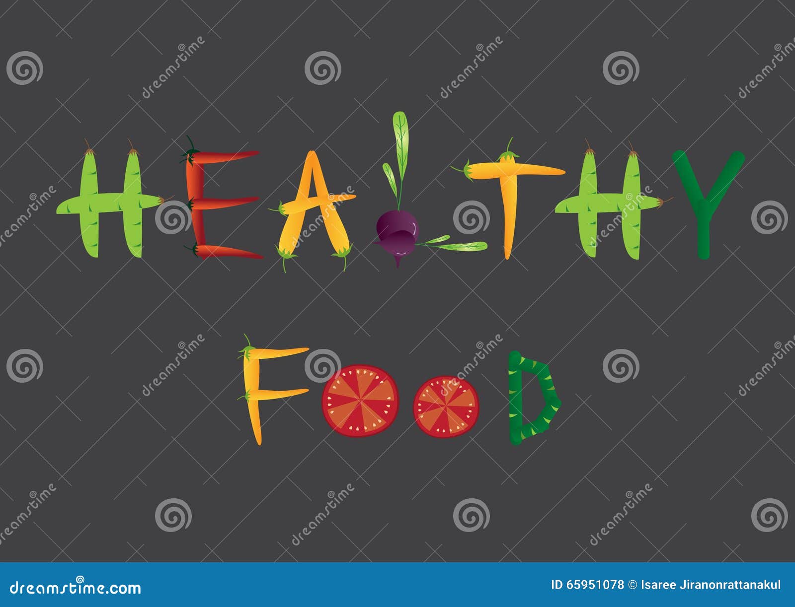 Healthy Food Text by Vegetables on Grey Backgrounds,Vector ...