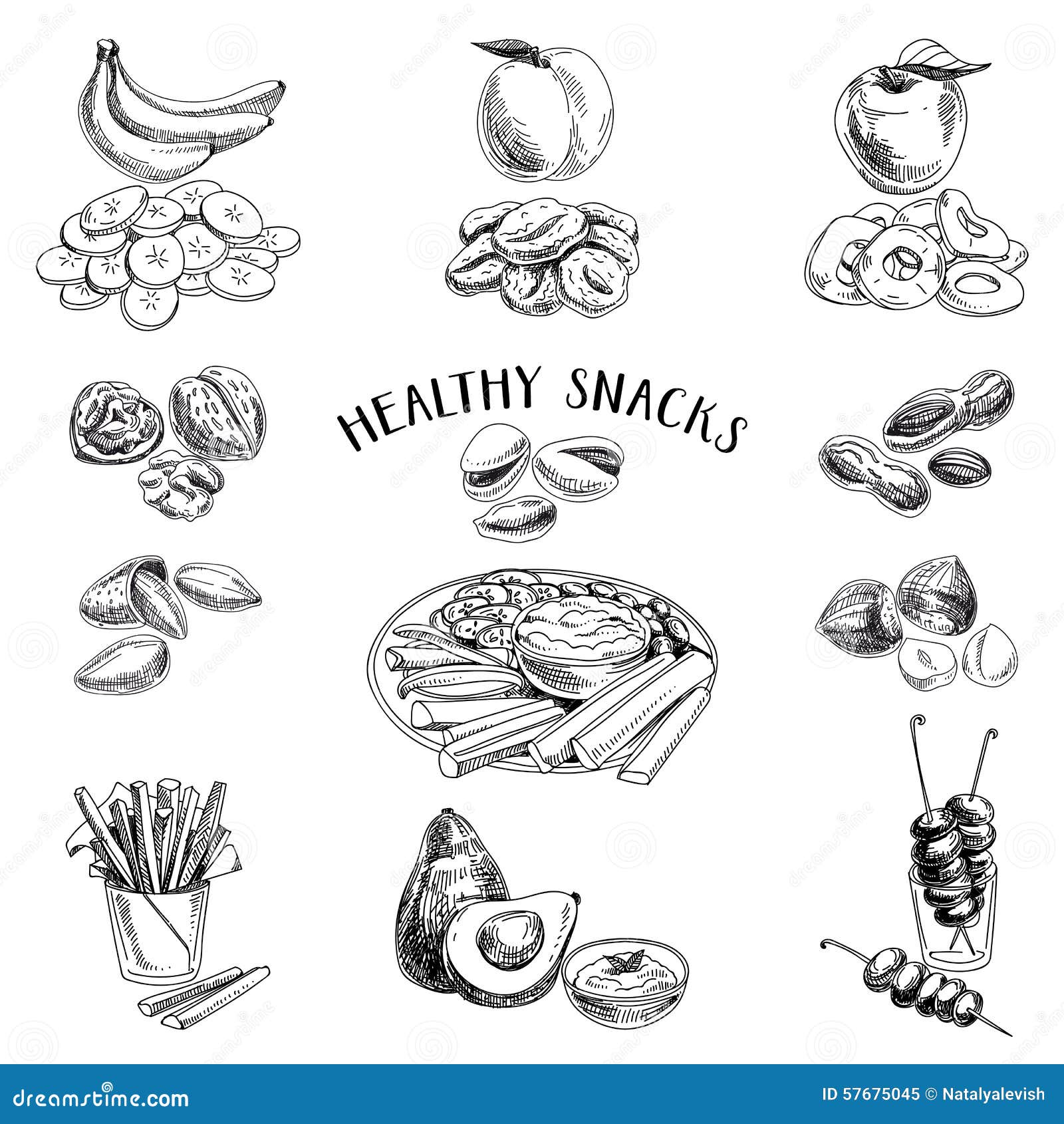 Healthy Food. Vector Illustration In Sketch Style Stock Vector - Image ...