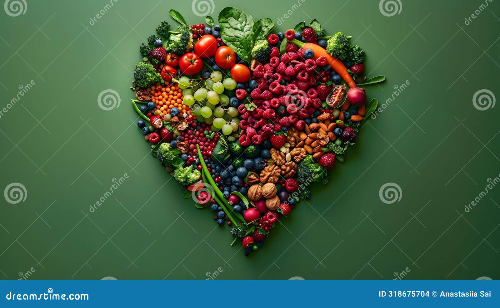 Healthy Foods Stacked in the Shape of a Heart Stock Photo - Image of ...