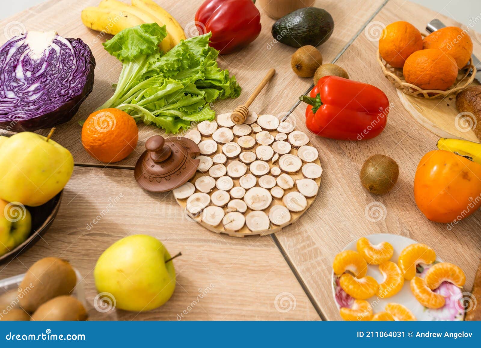 Healthy Foods are on the Table in the Kitchen Stock Image - Image of ...