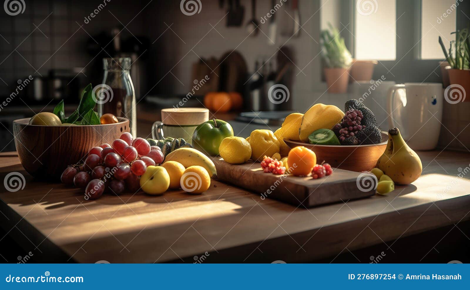 Healthy Foods are on the Table in the Kitchen. Generative Ai Stock ...