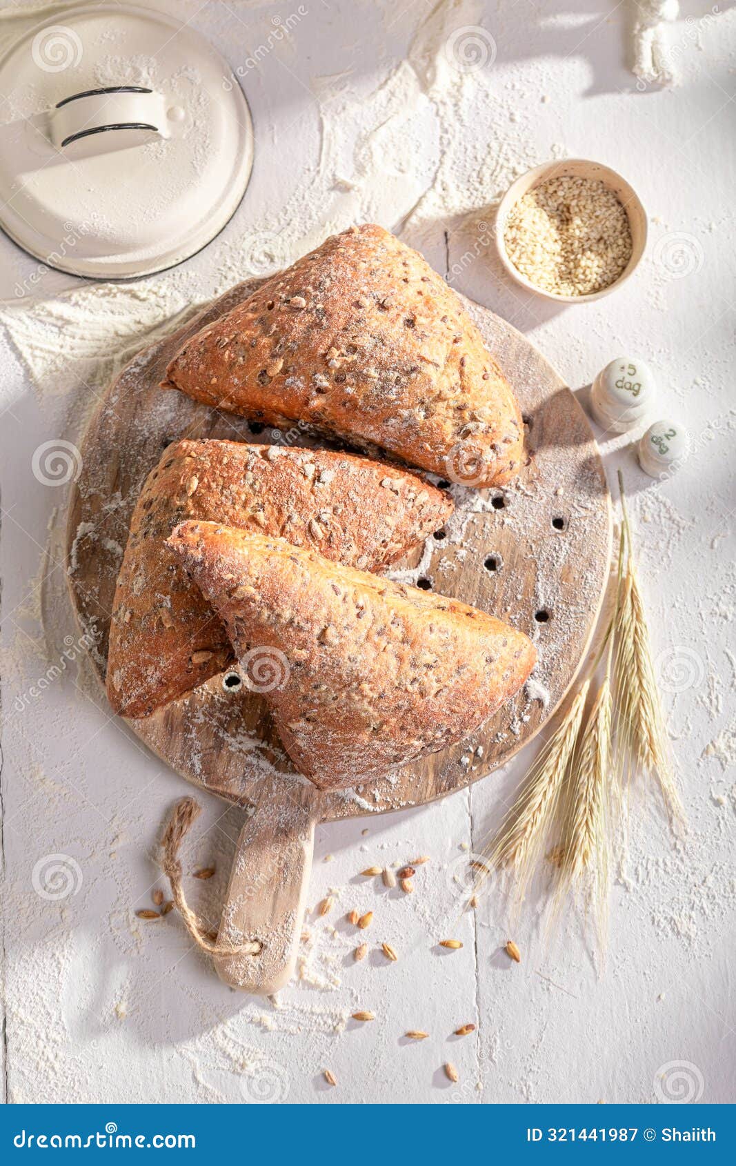 Healthy and Fresh Triangular Rolls Baked in the Bakery Stock Image ...