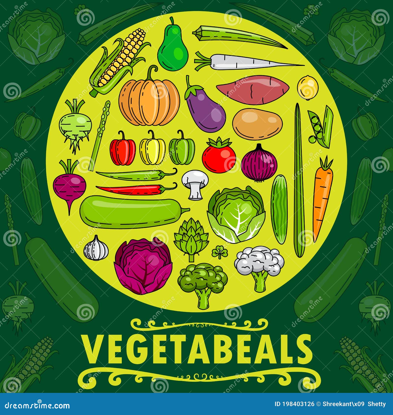 Healthy Fresh Vegetables, Icons, Food, Vegan, Set Stock Photo - Image ...