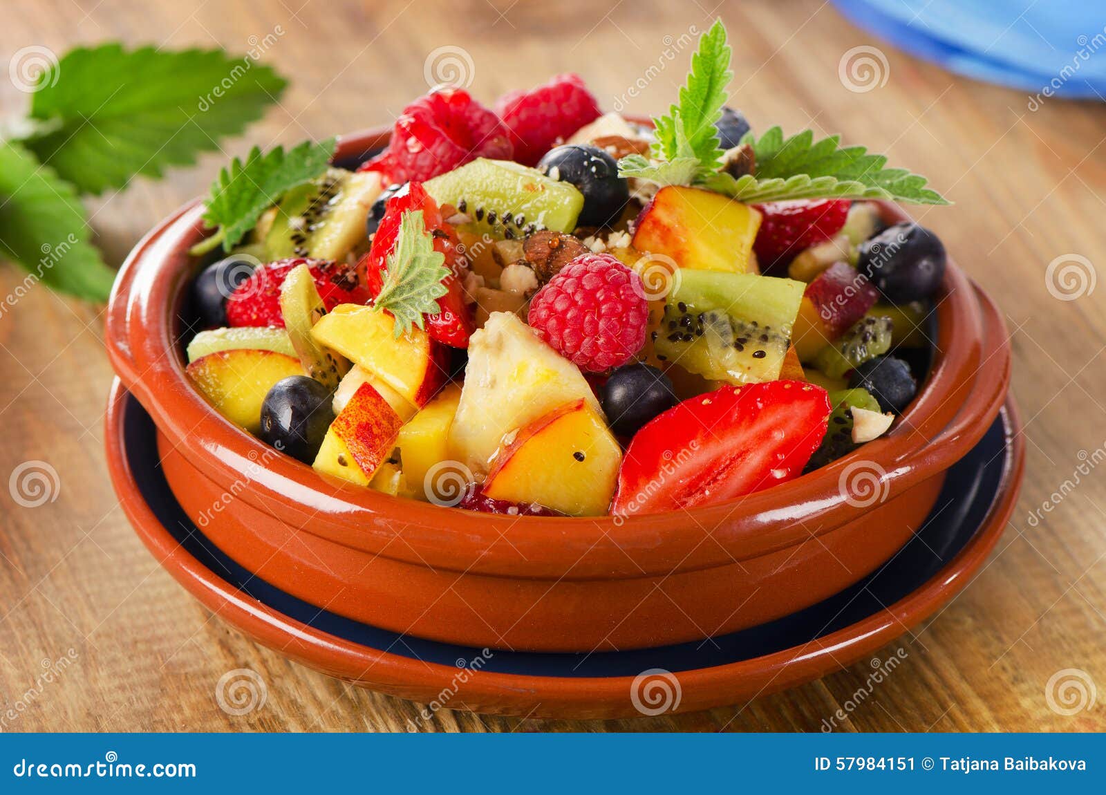 Healthy Fruit Salad with Mint Leaves Stock Image - Image of diet, fresh ...