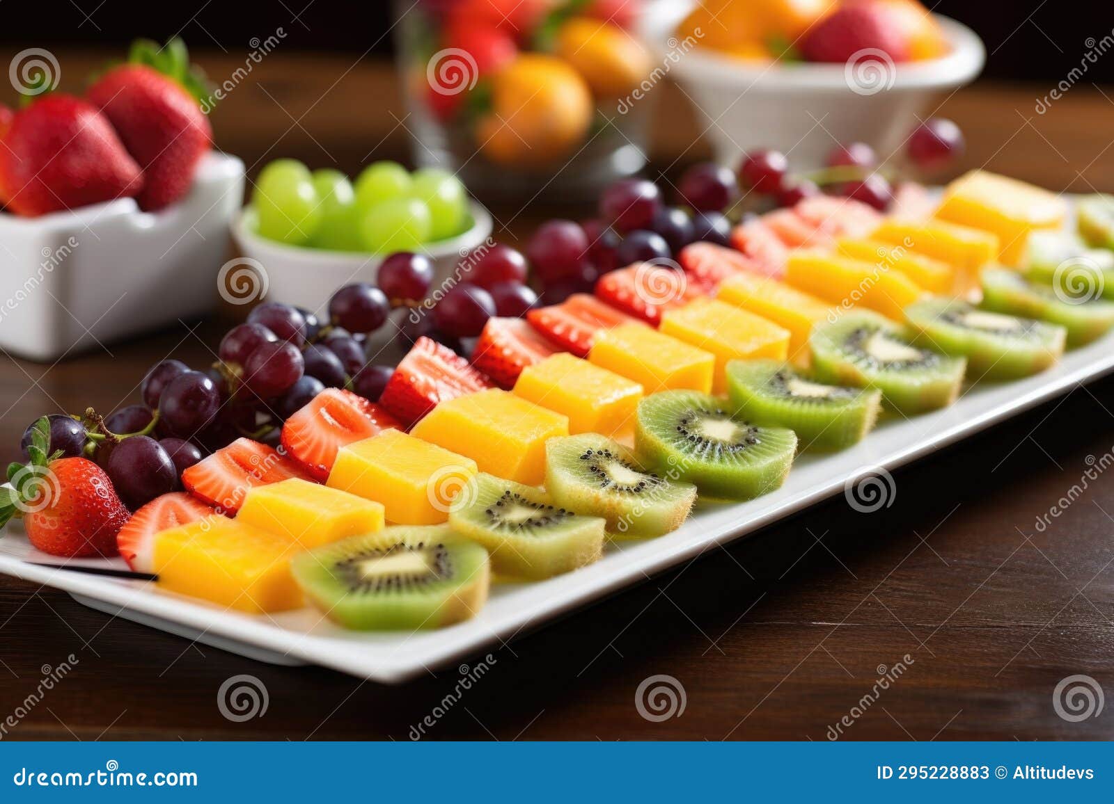 Healthy Fruit Skewers on a Long Rectangular Platter Stock Image - Image ...
