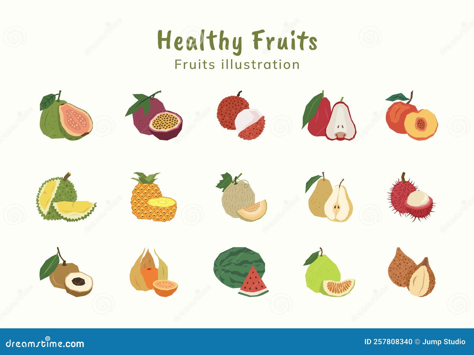 Healthy Fruit Vector Illustration in Flat Color Unique Design Stock ...
