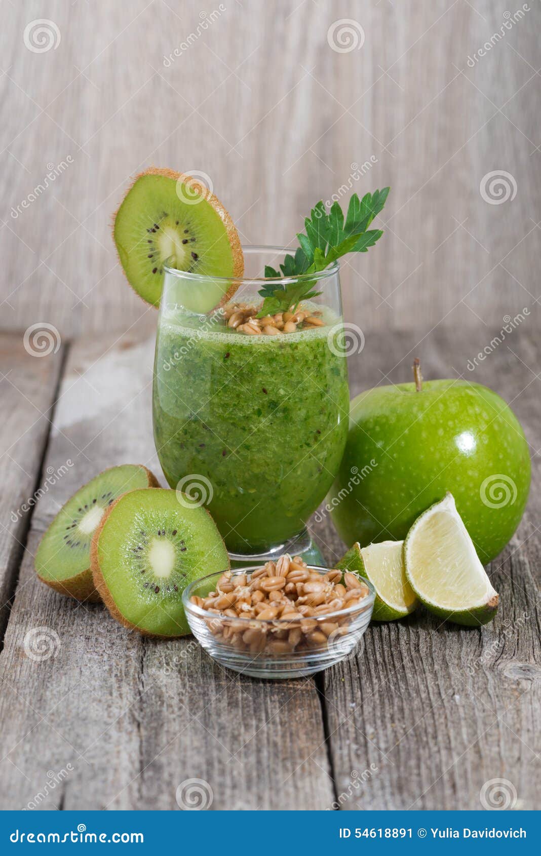 Healthy Fruit and Vegetable Smoothie with Sprouts, Vertical Stock Image ...