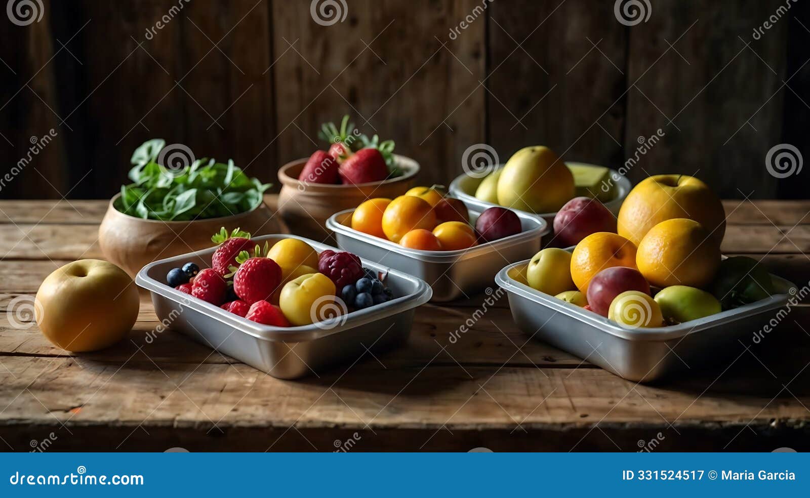 Ai Generated. Healthy Fruits in Biodegradable Containers. Responsible ...