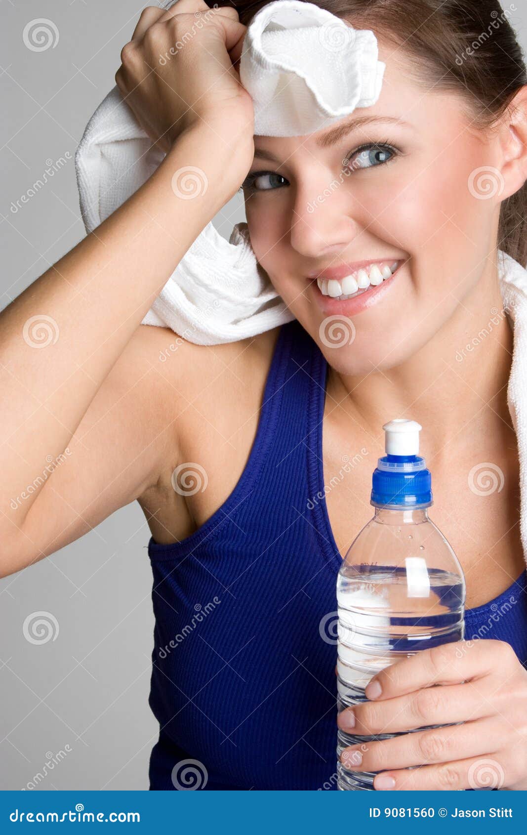 Healthy Girl stock photo. Image of woman, bottle, pretty - 9081560