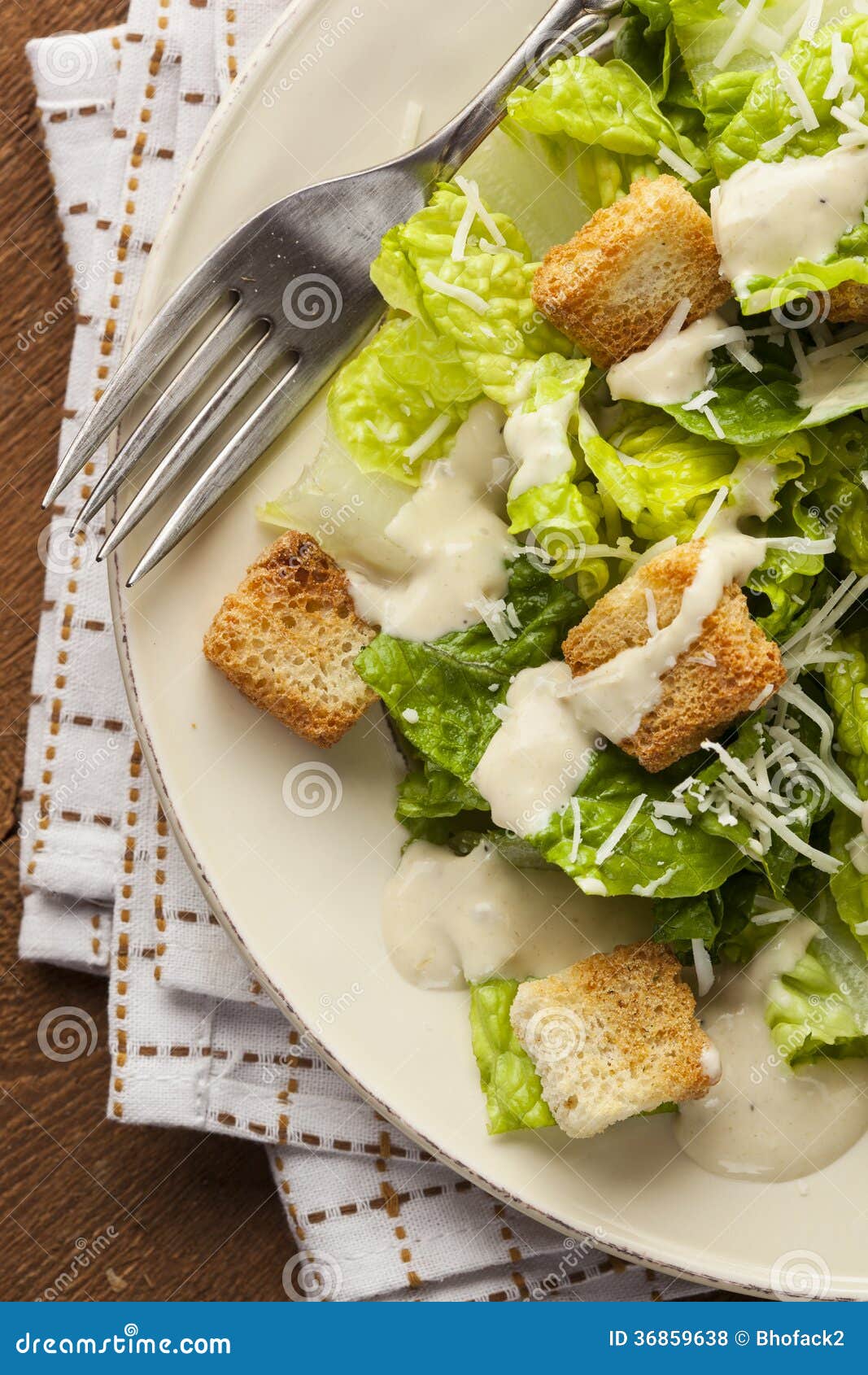Healthy Green Organic Caesar Salad Stock Photo - Image of greens ...