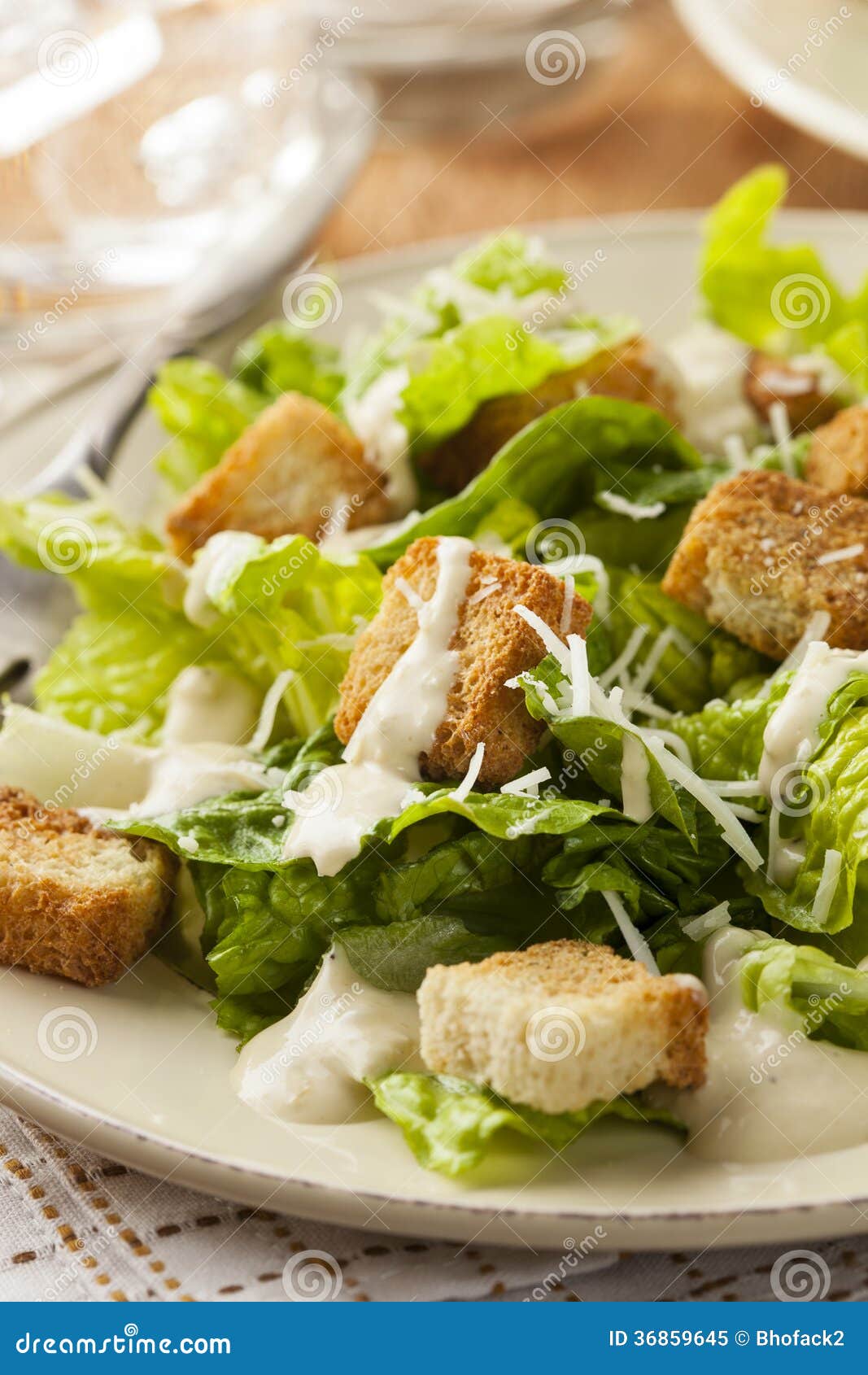 Healthy Green Organic Caesar Salad Stock Image - Image of cheese ...