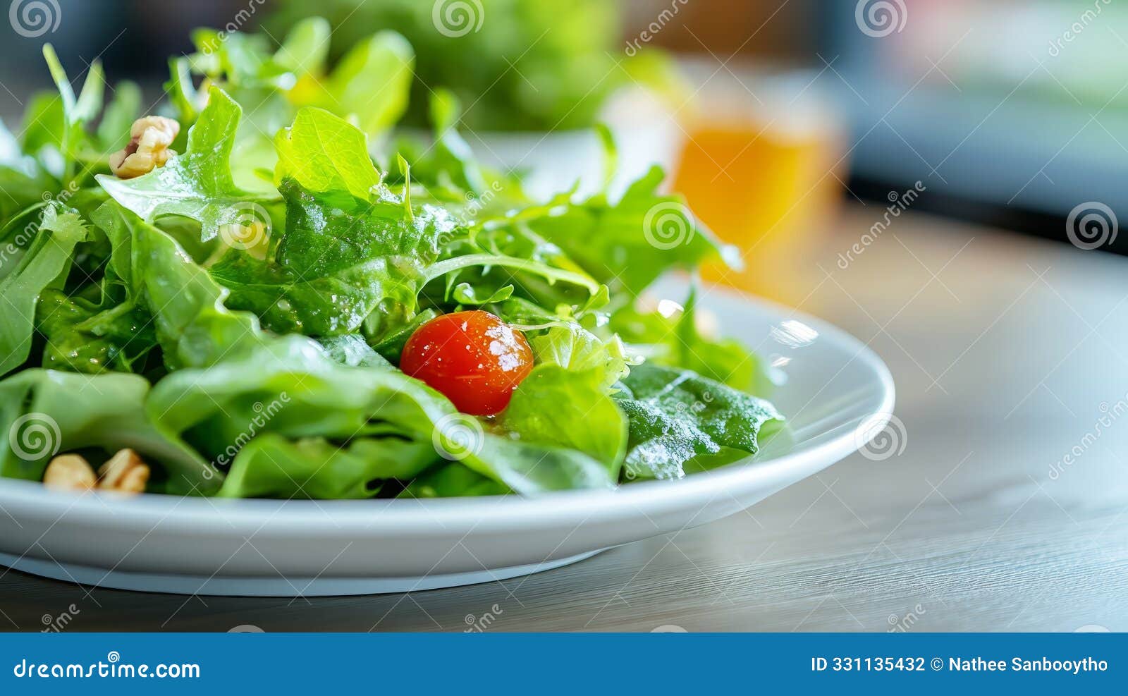 Healthy Green Salad with Cherry Tomatoes and Nuts Stock Illustration ...