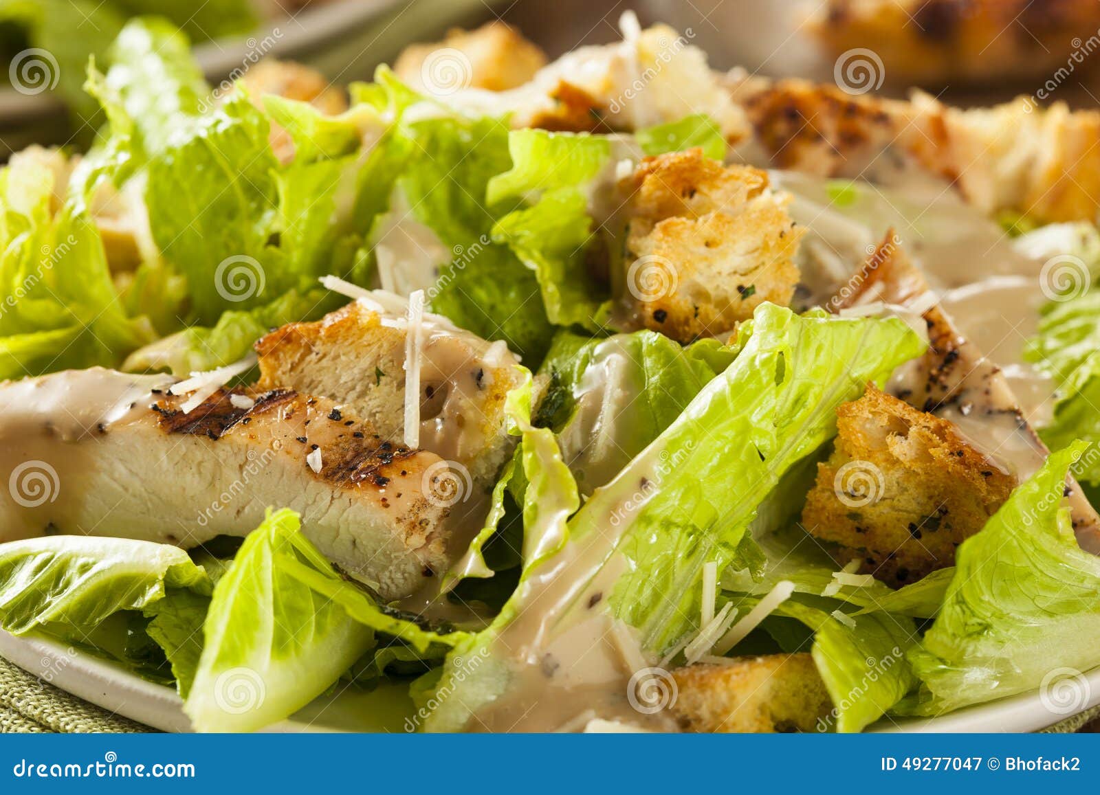 Healthy Grilled Chicken Caesar Salad Stock Image - Image of lettuce ...