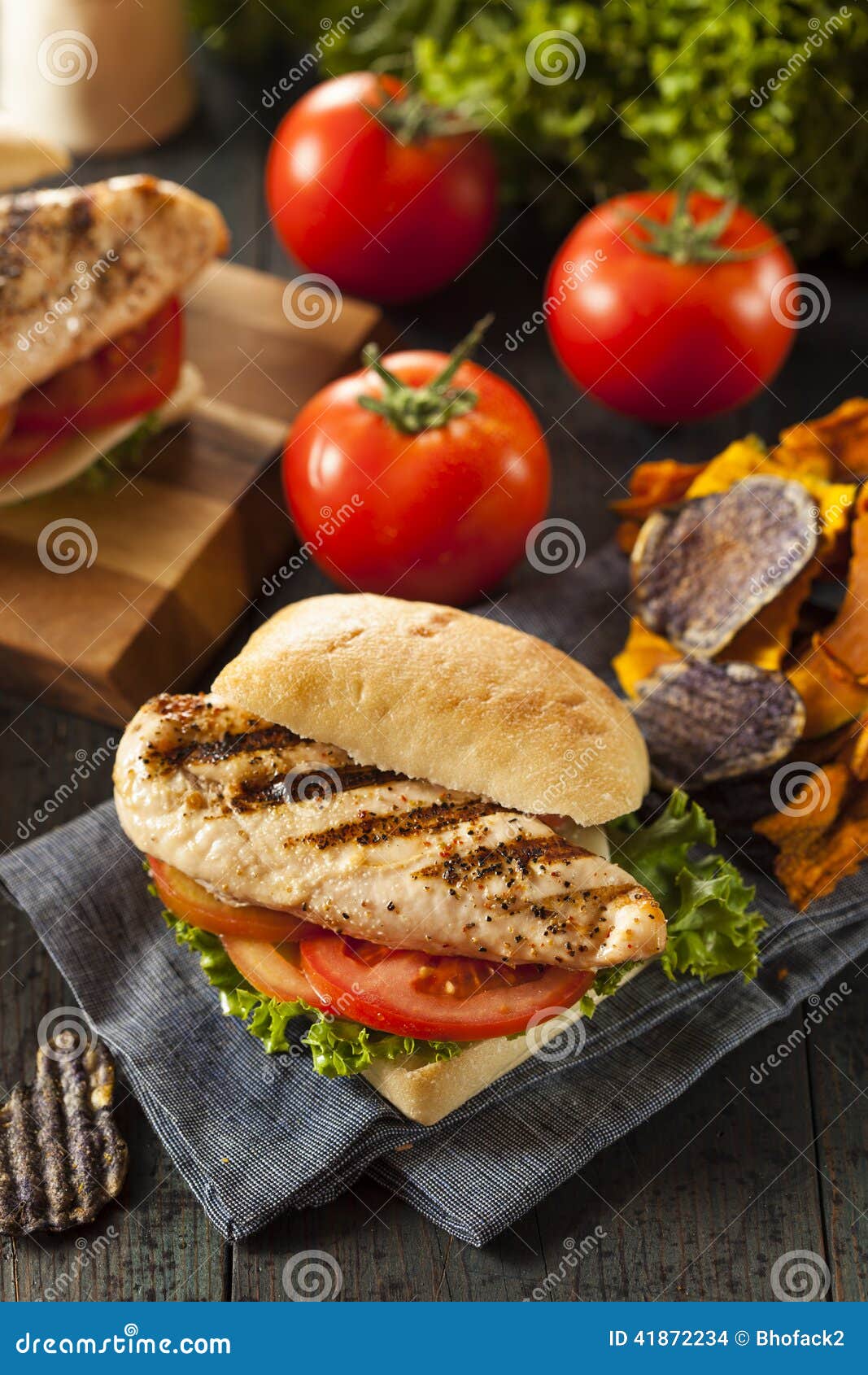 Healthy Grilled Chicken Sandwich Stock Photo - Image of meal, breast ...