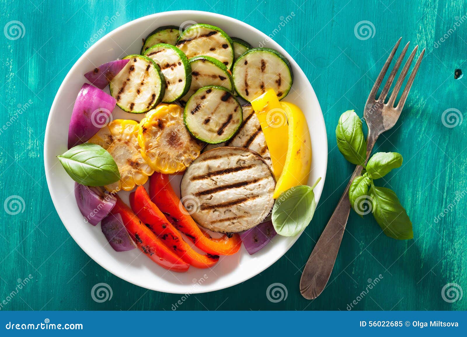Healthy Grilled Vegetables on Plate Stock Image - Image of green ...