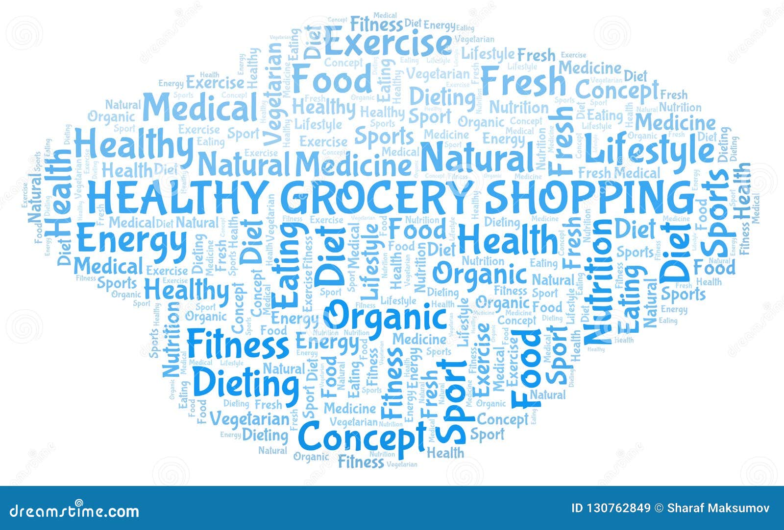 Healthy Grocery Shopping Word Cloud. Stock Illustration - Illustration ...