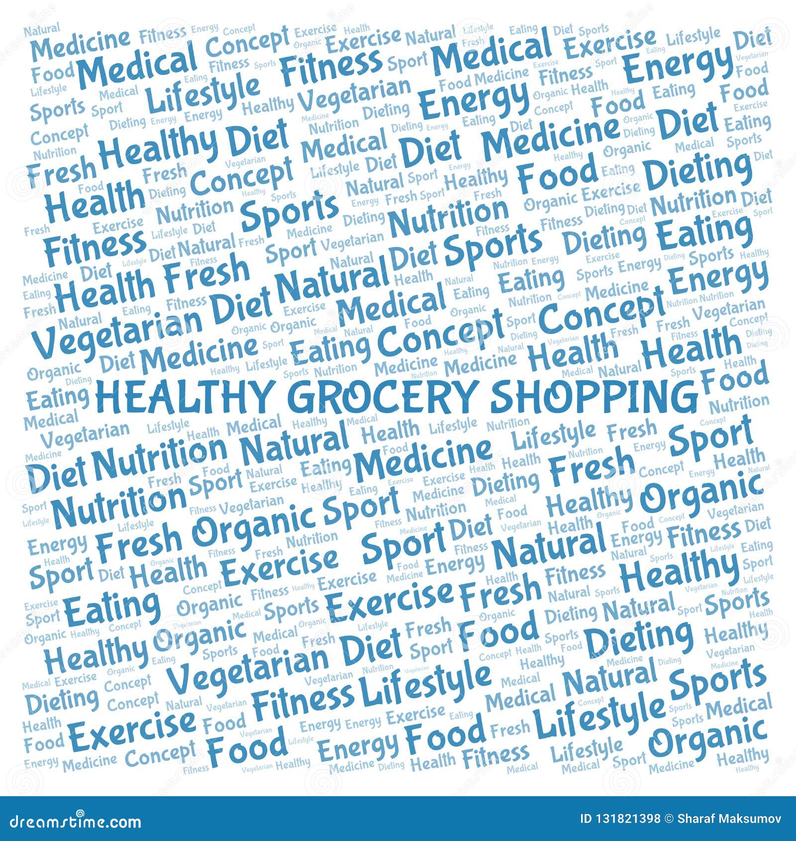 Healthy Grocery Shopping Word Cloud Stock Illustration - Illustration ...