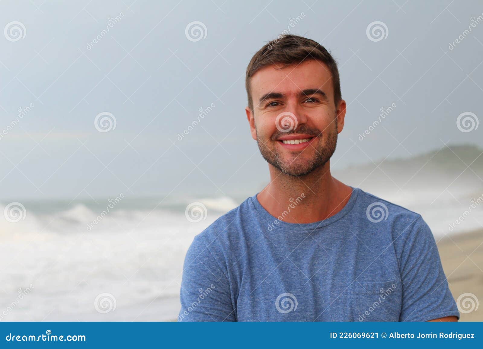 Healthy Guy Smiling at the Beach Stock Image - Image of blue, outdoors ...