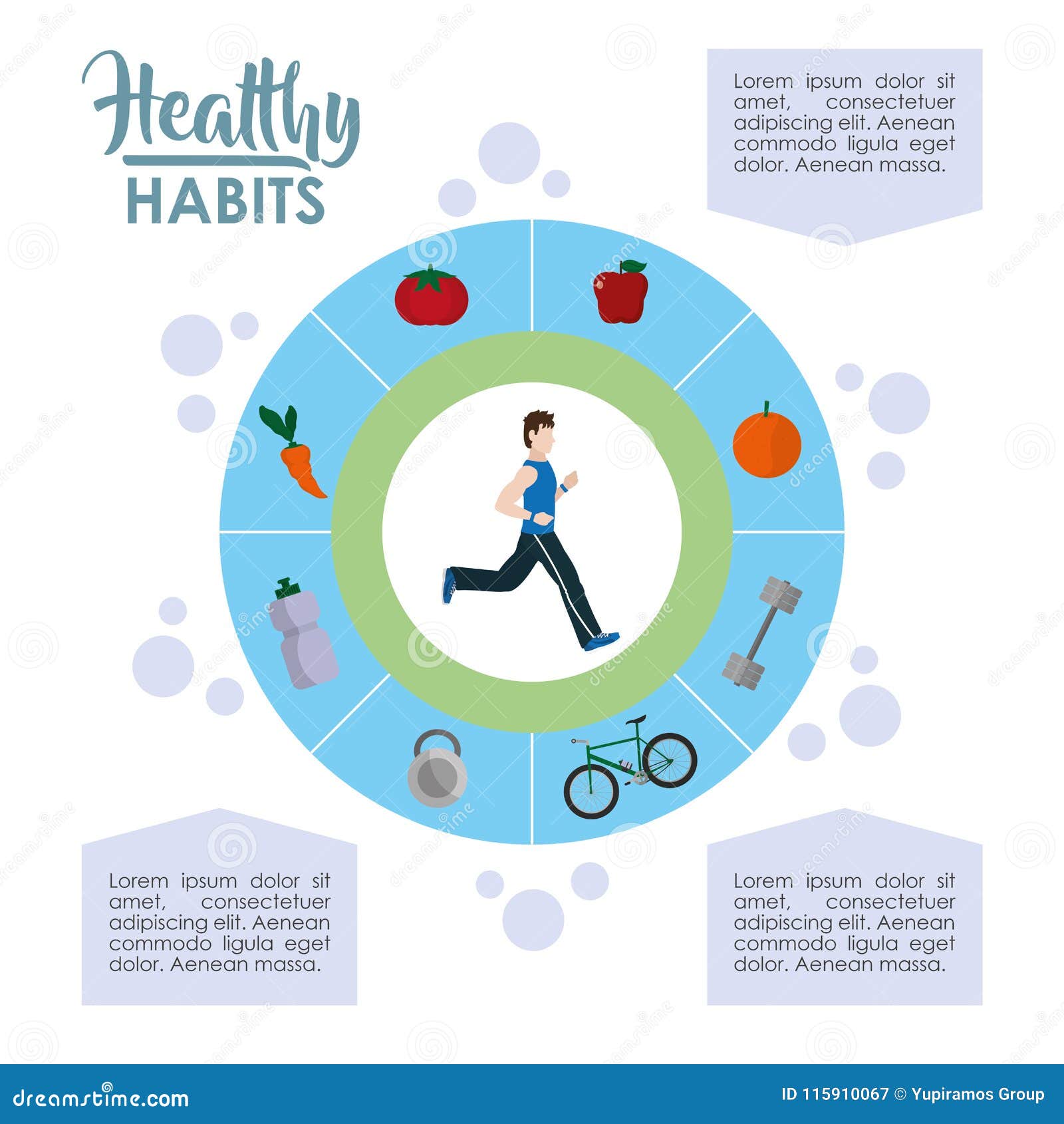 Healthy Habits Infographic Stock Vector Illustration Of Male 115910067