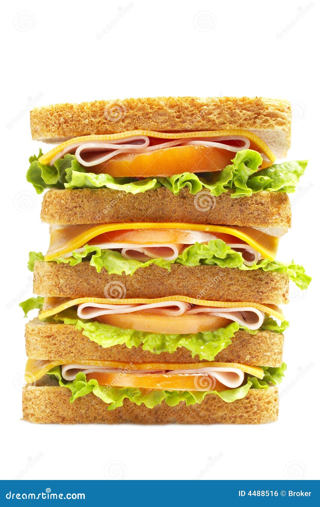 Healthy ham big sandwich stock photo. Image of leaf, closeup - 4488516