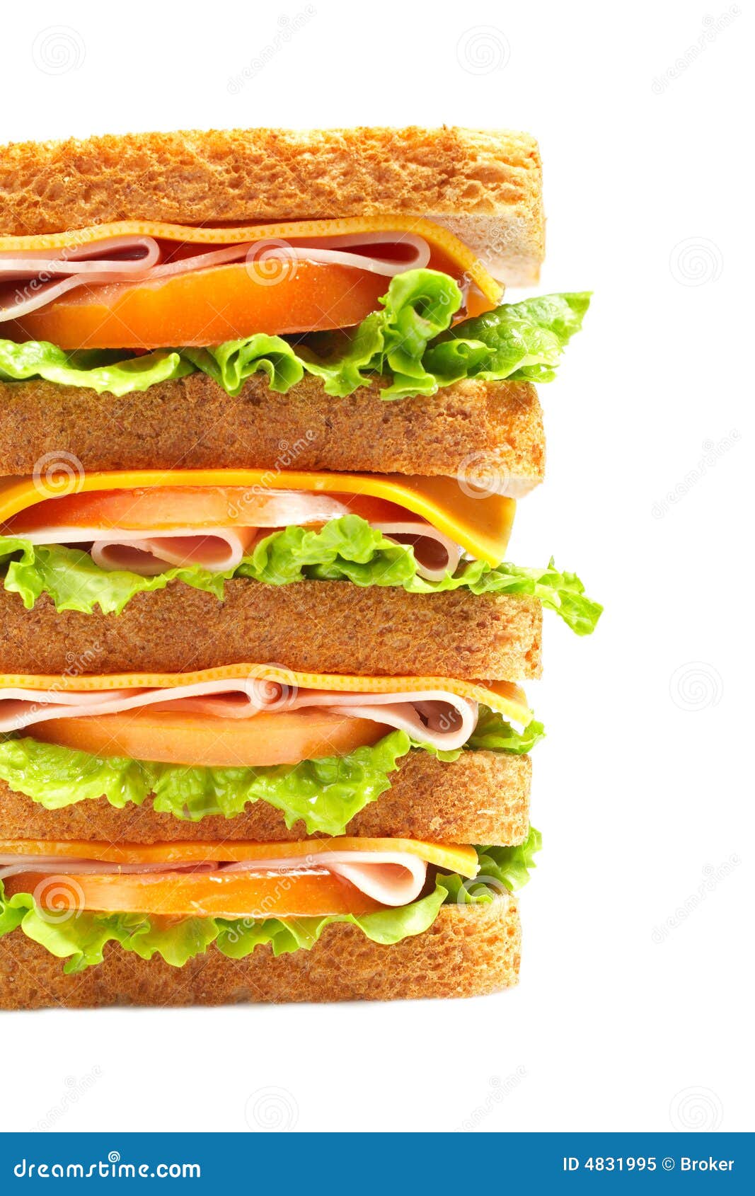 Healthy ham big sandwich stock image. Image of tasty, closeup - 4831995