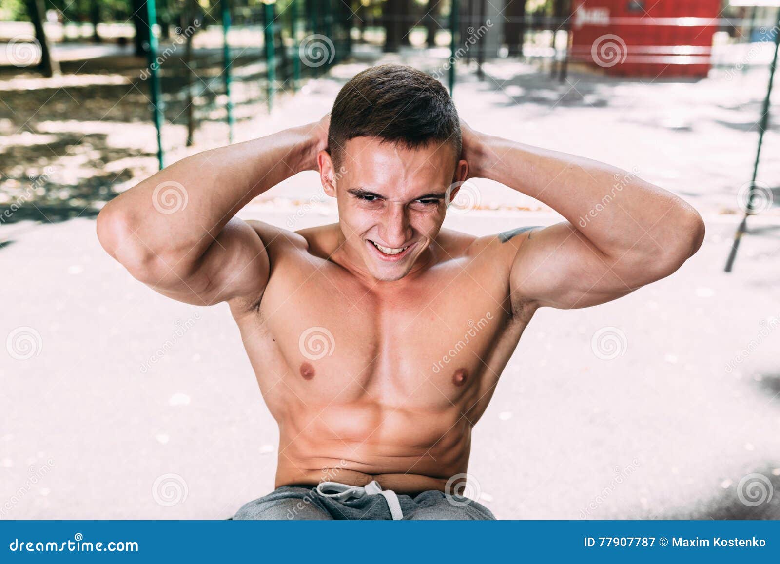 Healthy Handsome Active Man with Fit Muscular Body Doing Workout ...