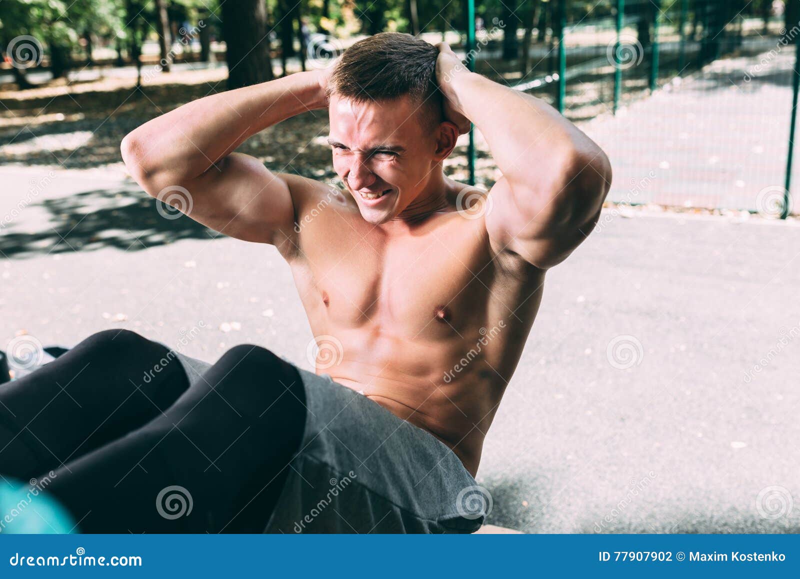 Healthy Handsome Active Man with Fit Muscular Body Doing Workout ...