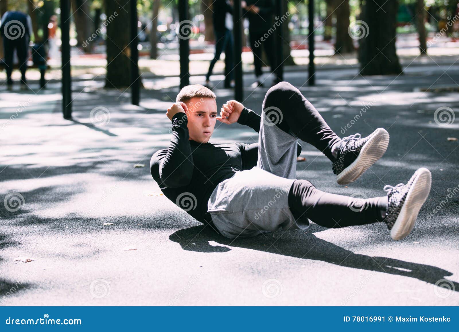 Healthy Handsome Active Man With Fit Muscular Body Doing Workout ...