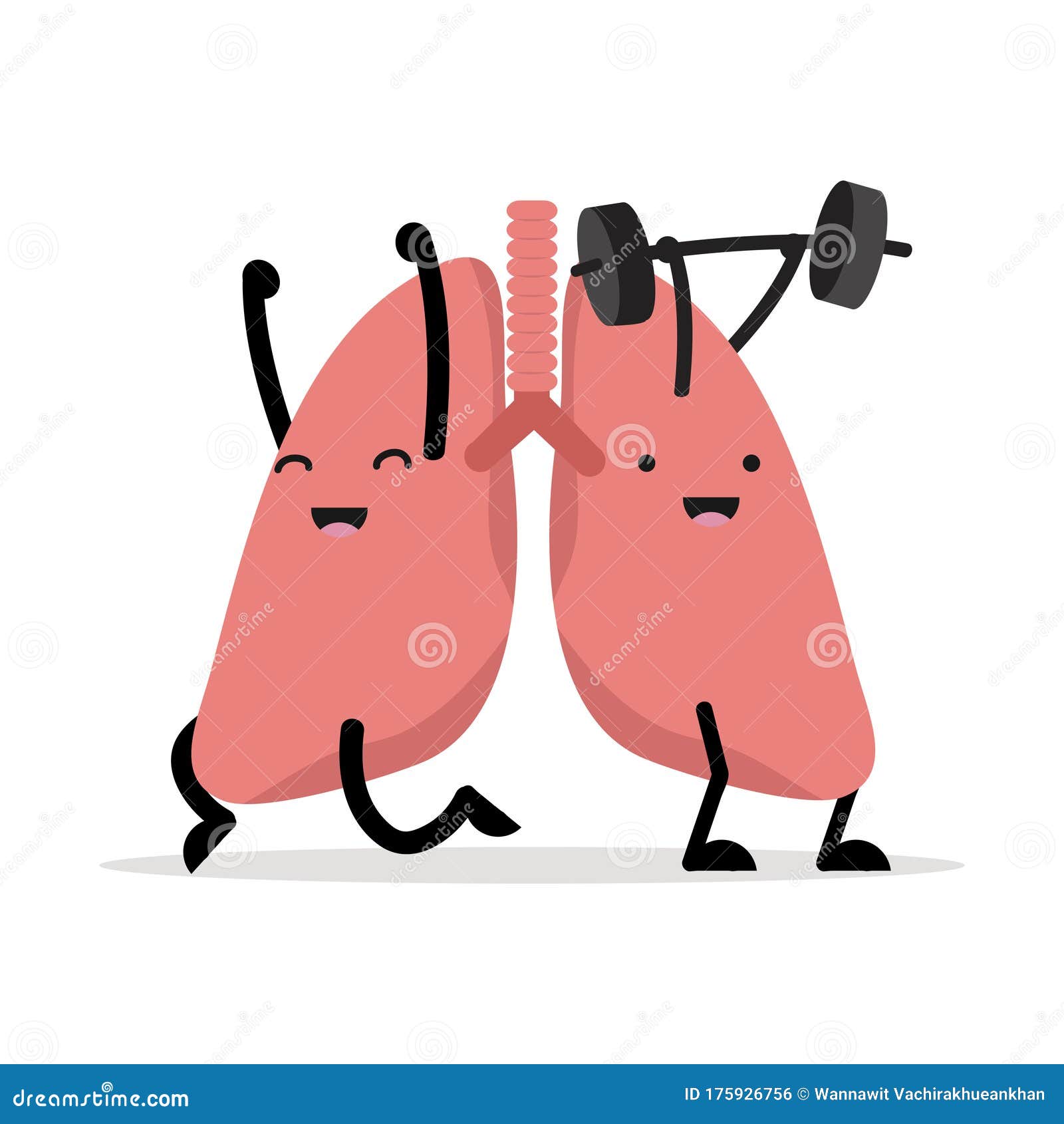 Healthy Happy Lungs Cartoon Vector Stock Vector - Illustration of ...