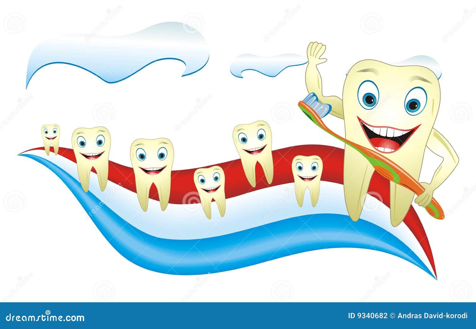 Healthy Happy Tooth with Toothbrush Stock Vector - Illustration of ...