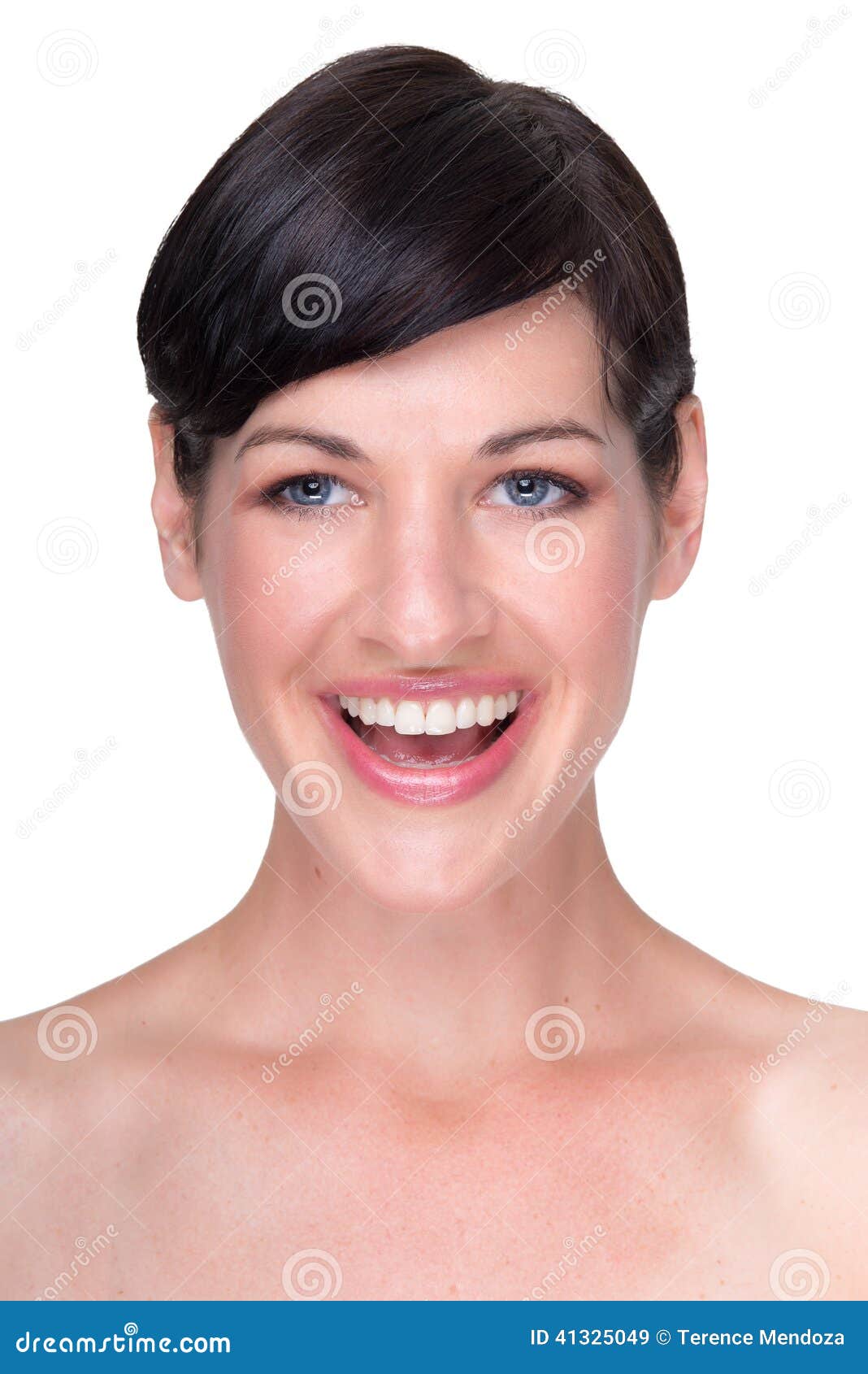 Healthy Happy Young Brunette, on White Stock Image - Image of healthy ...